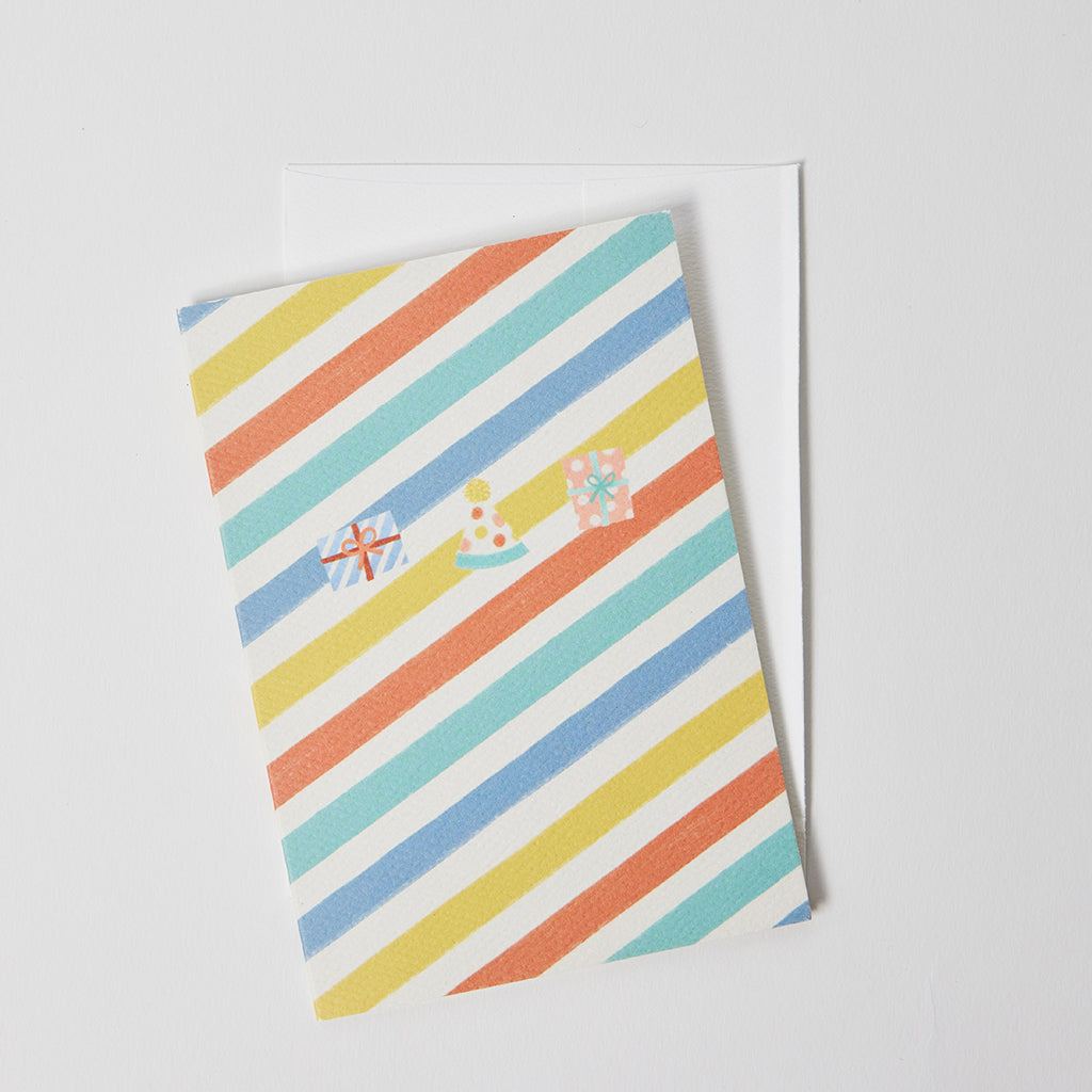In-House Designed Celebrate Multicolored Stripes Birthday Cake Greeting ...