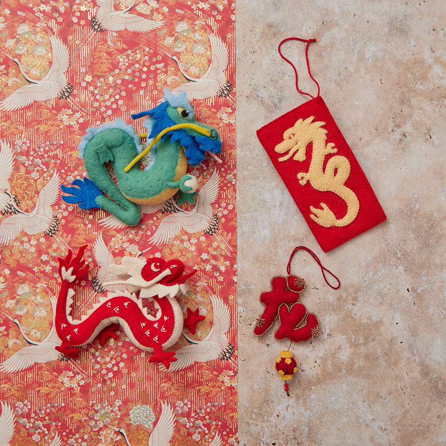 Hand Felted Red Chinese Lunar New Year Dragon Ornament – Craftspring