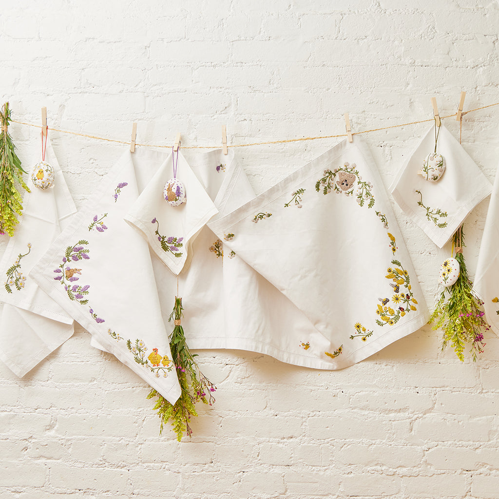 Embroidered White Cotton Easter Table Linens Bundle – Craftspring