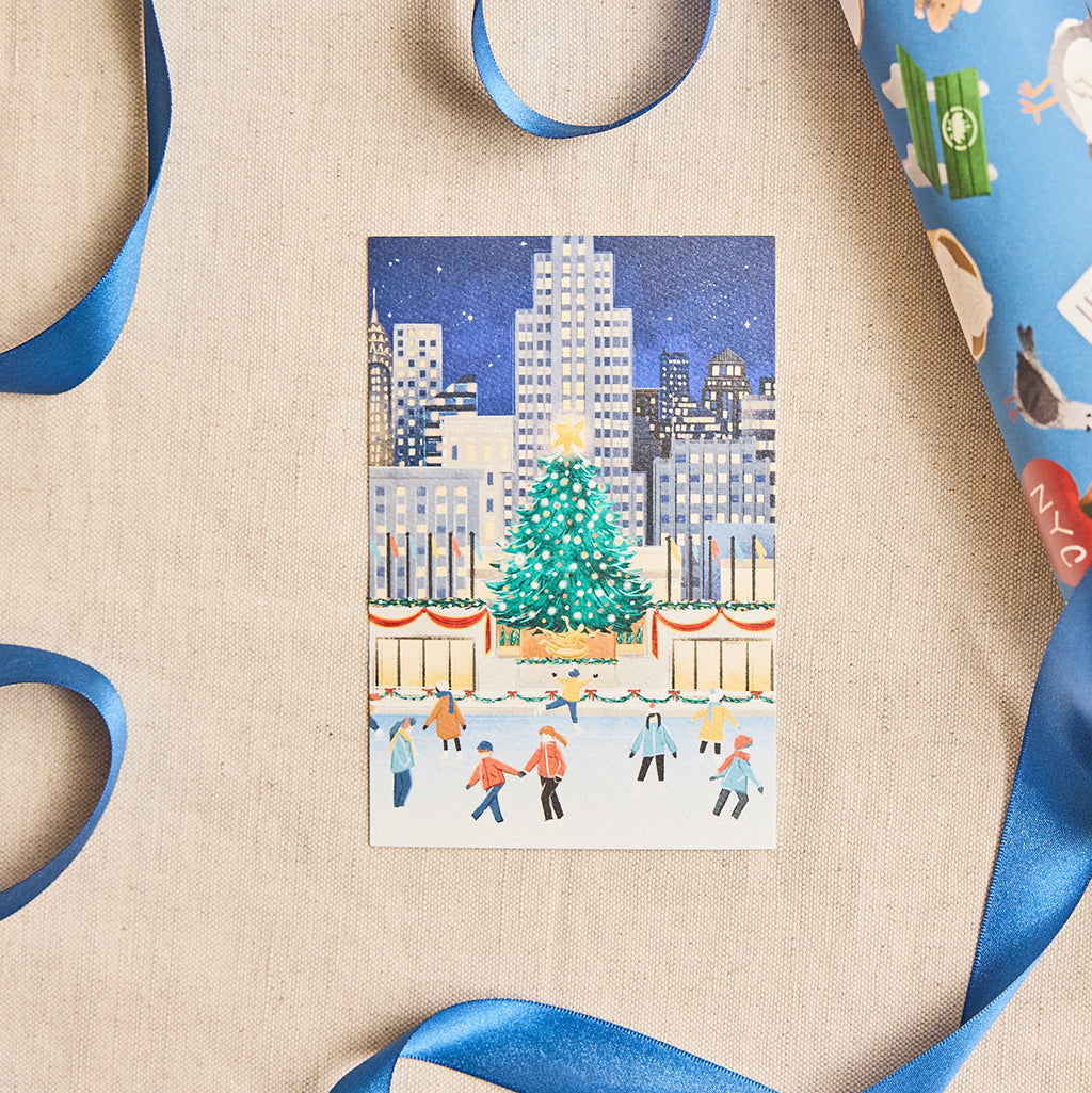 In-House Designed NYC Holiday Night Rockefeller Skating Rink Postcard ...