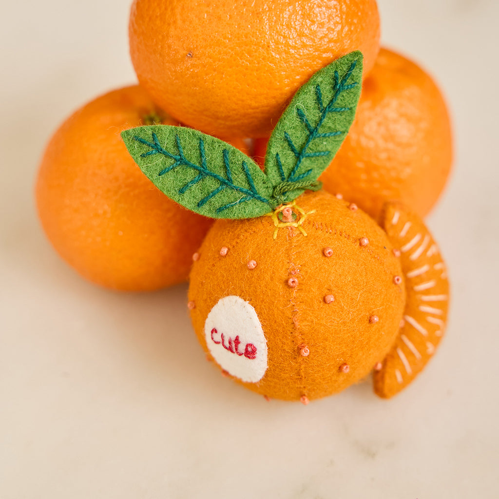 Hand Felted & Beaded Cute Orange Clementine Fruit Ornament – Craftspring