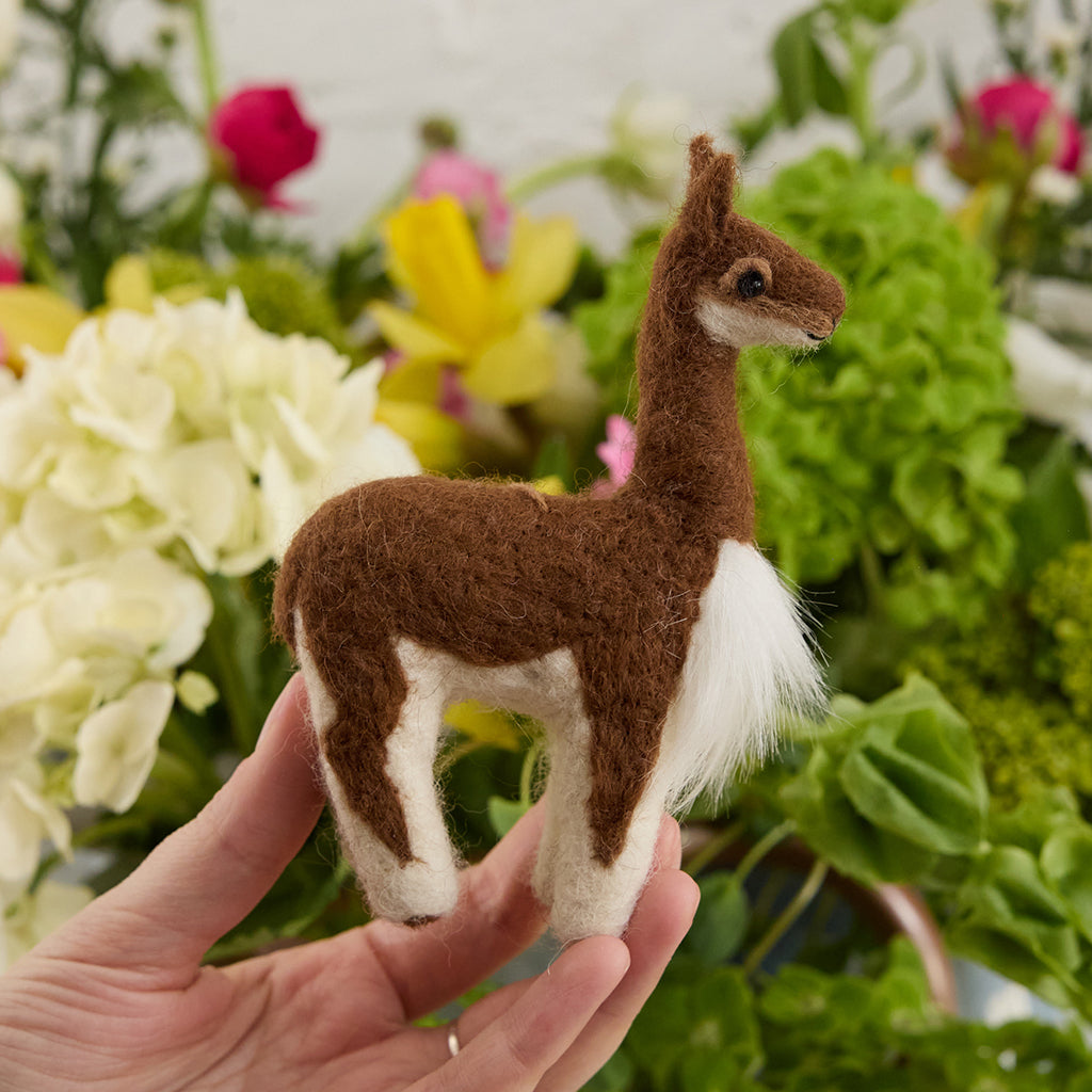 Hand Felted White and Brown Andean Alpaca Vicuña Ornament – Craftspring