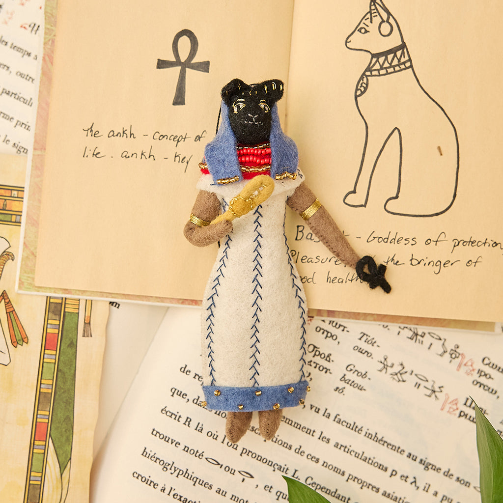 Bastet Felt Ornament – Egyptian Goddess Holiday Decor – Craftspring