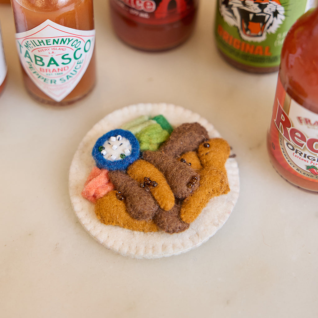 Hand Felted Plate of Buffalo Chicken Wings, Celery & Carrots Ornament ...