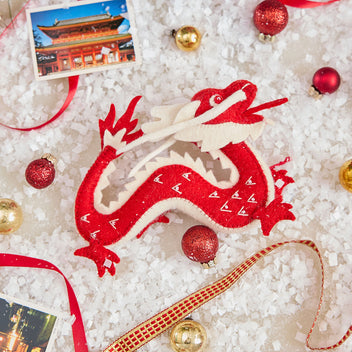 Hand Felted Red Chinese Lunar New Year Dragon Ornament – Craftspring