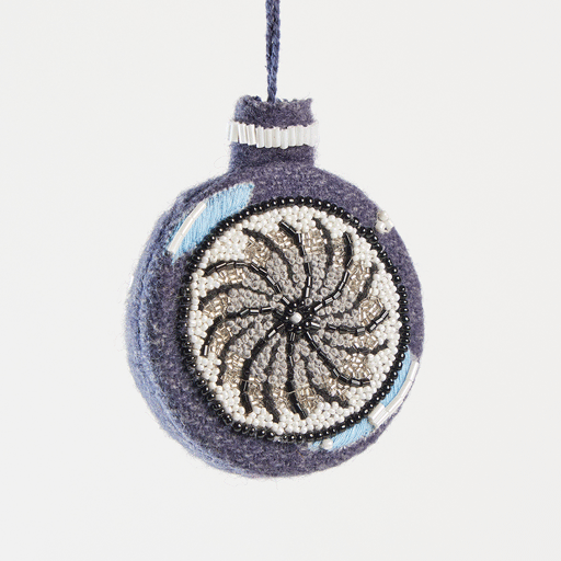 Hand Embroidered Blue Peacock Linen Beaded Vintage Bauble Ornament ...