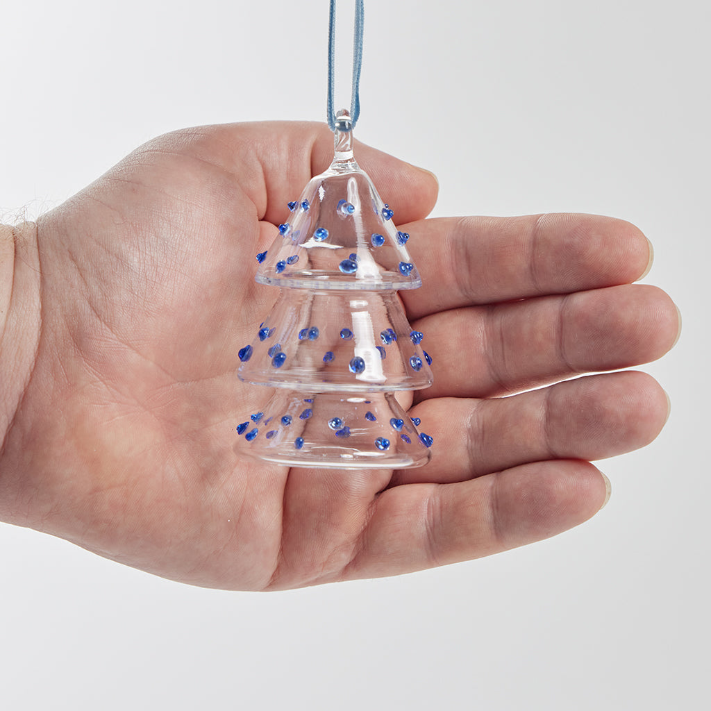 Handblown Blue Dots Glass Tree Ornament – Craftspring