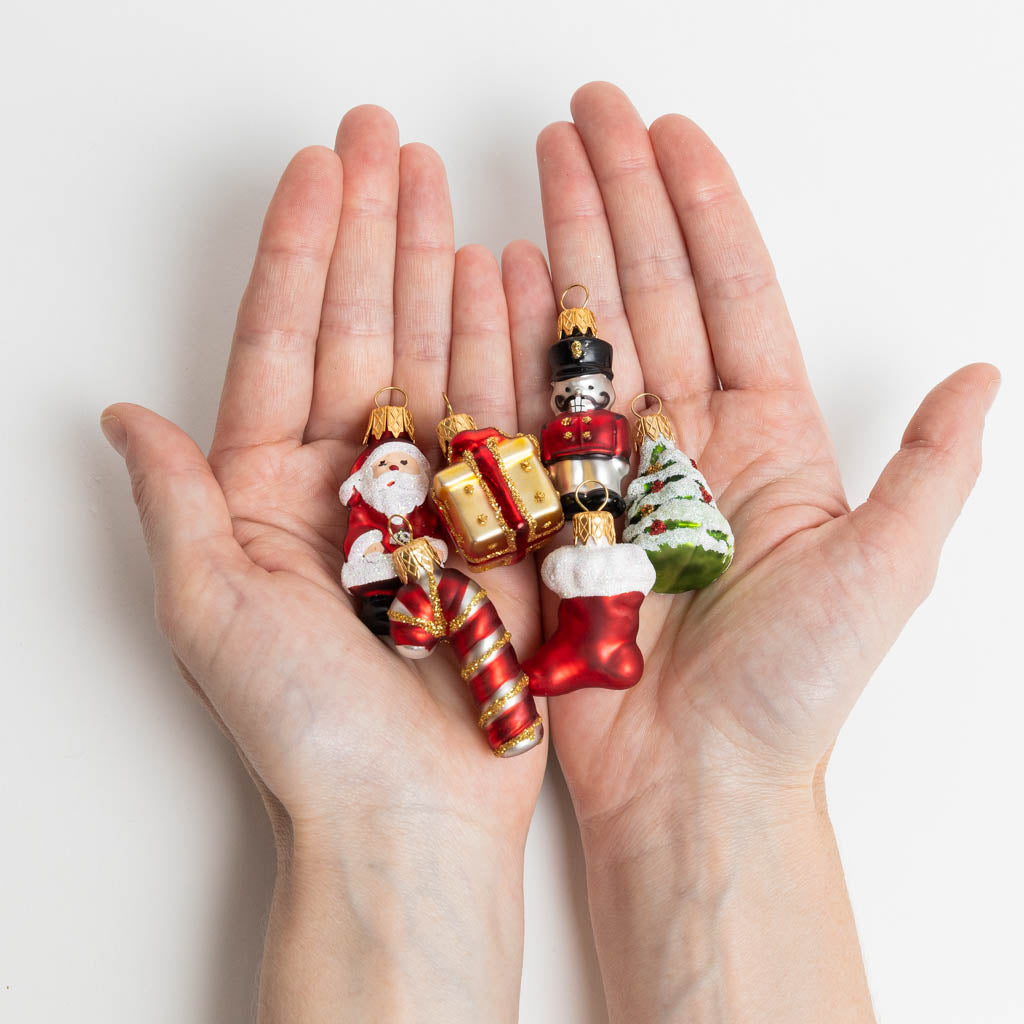 Handcrafted Vintage Christmas 6-Piece Glass Set of Mini Handcrafted Vintage Christmas 6-Piece Glass Set of Mini