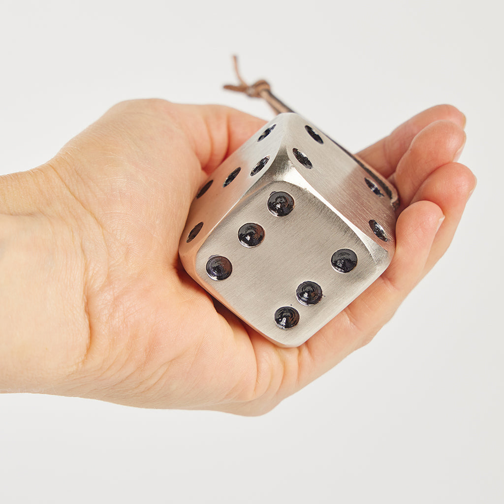 Artisanal Hand-Casted Silver Metal in Pewter Finish Dice Ornament ...