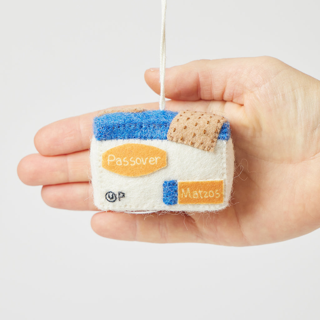 Hand Felted Traditional Jewish White and Blue Matzo Box Ornament ...
