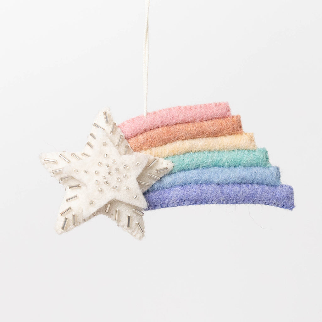 Hand Felted Pastel Rainbow Shooting Star Ornament – Craftspring