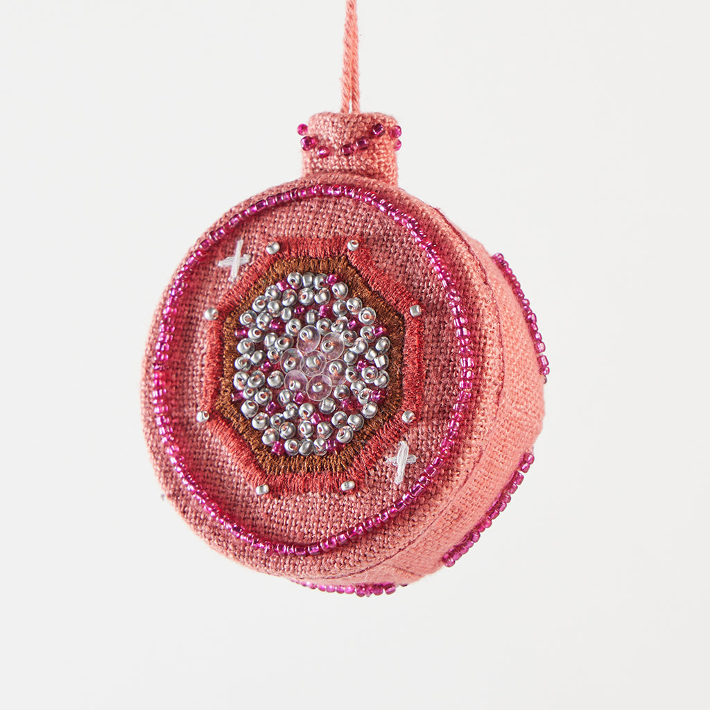 Hand Beaded Pink Bubblegum Vintage Bauble Christmas Tree Ornament ...