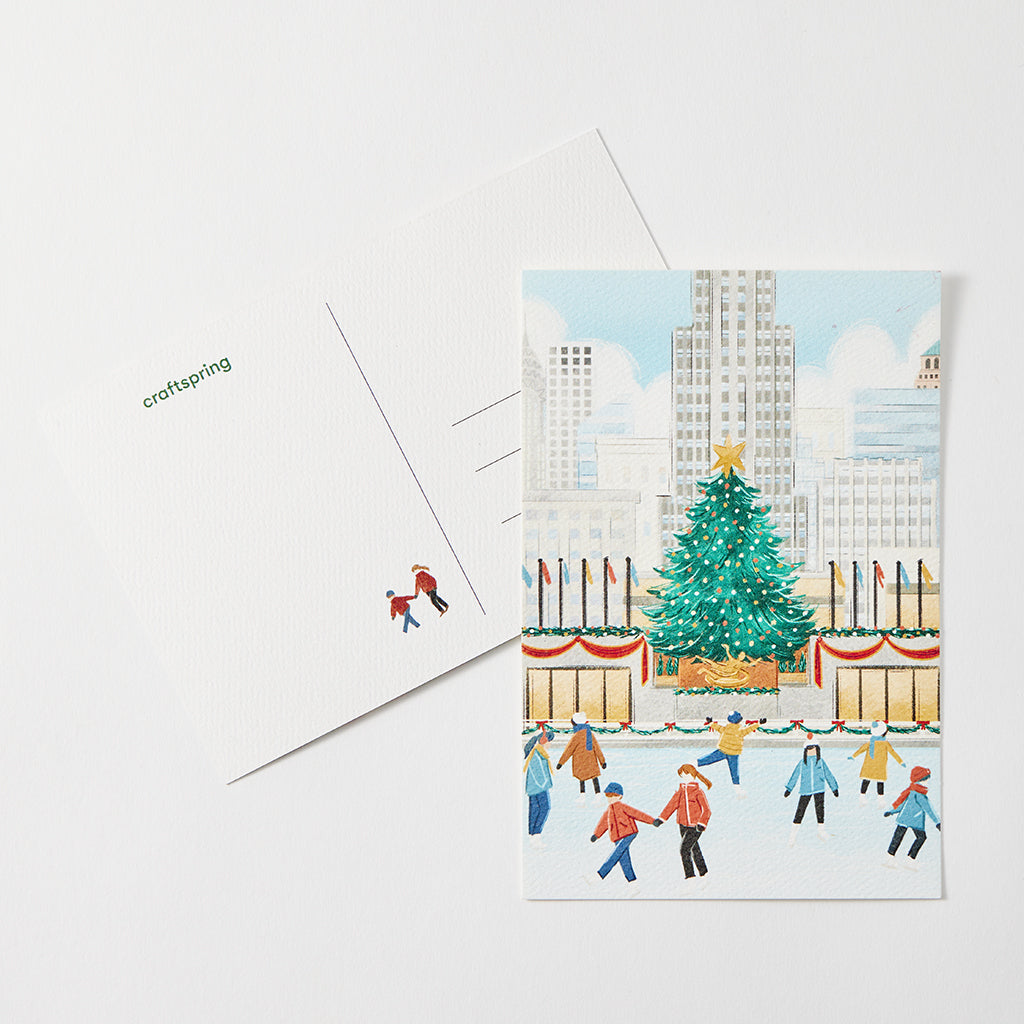 In-House Designed NYC Holiday at Rockefeller Skating Rink Postcard ...