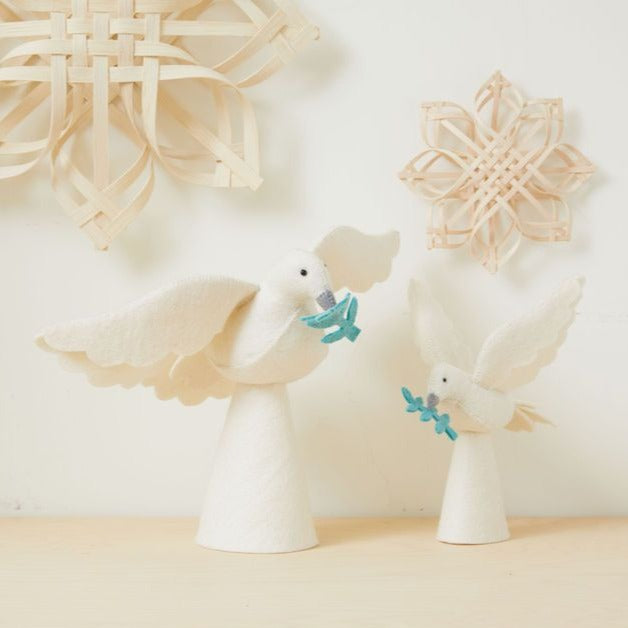 Hand Felted Season of Peace White Dove Small Tree Topper – Craftspring