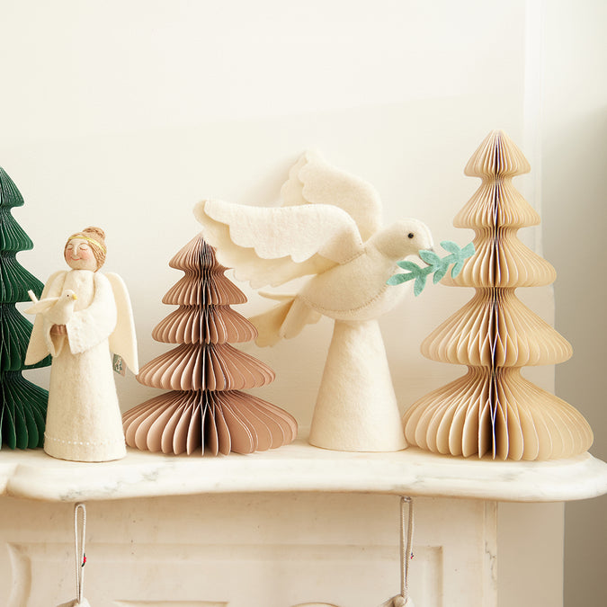 Hand Felted Large Season of Peace White Dove Tree Topper – Craftspring