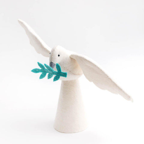 Hand Felted Large Season of Peace White Dove Tree Topper – Craftspring