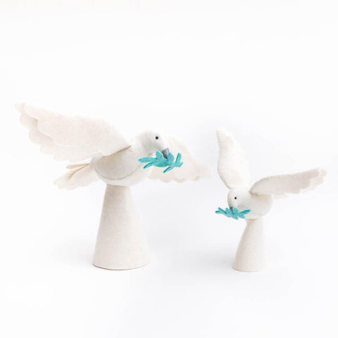Hand Felted Season of Peace White Dove Small Tree Topper – Craftspring