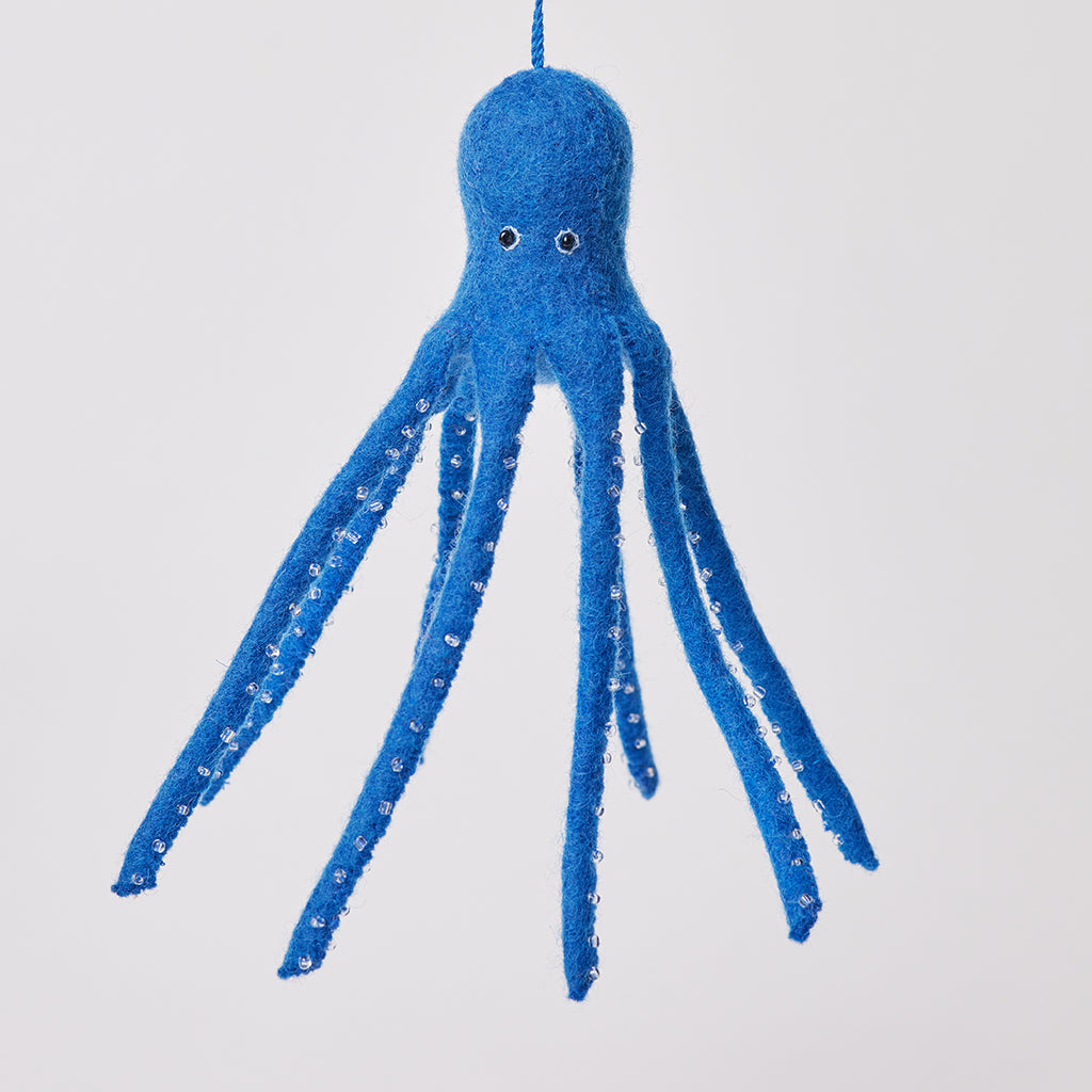 Hand Felted Octo-blue Octopus Ornament – Craftspring