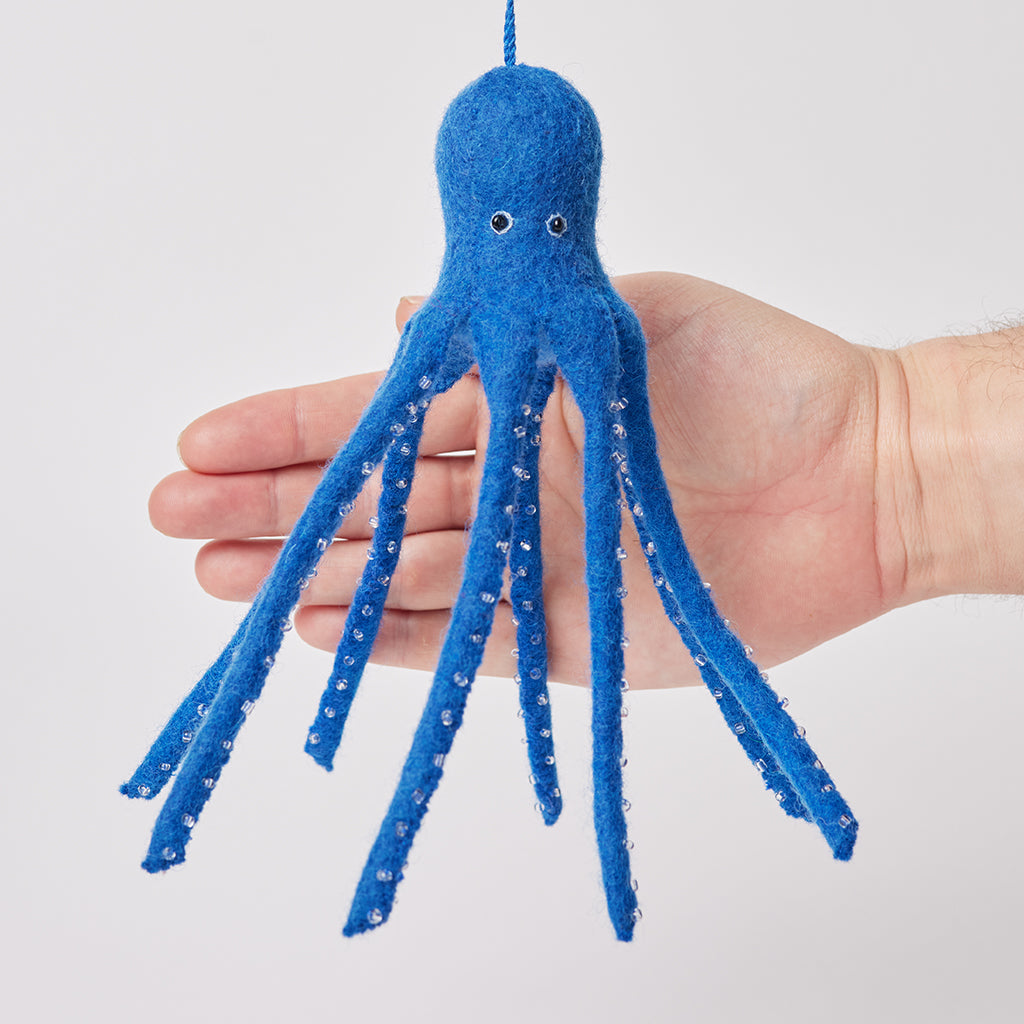 Hand Felted Octo-blue Octopus Ornament – Craftspring