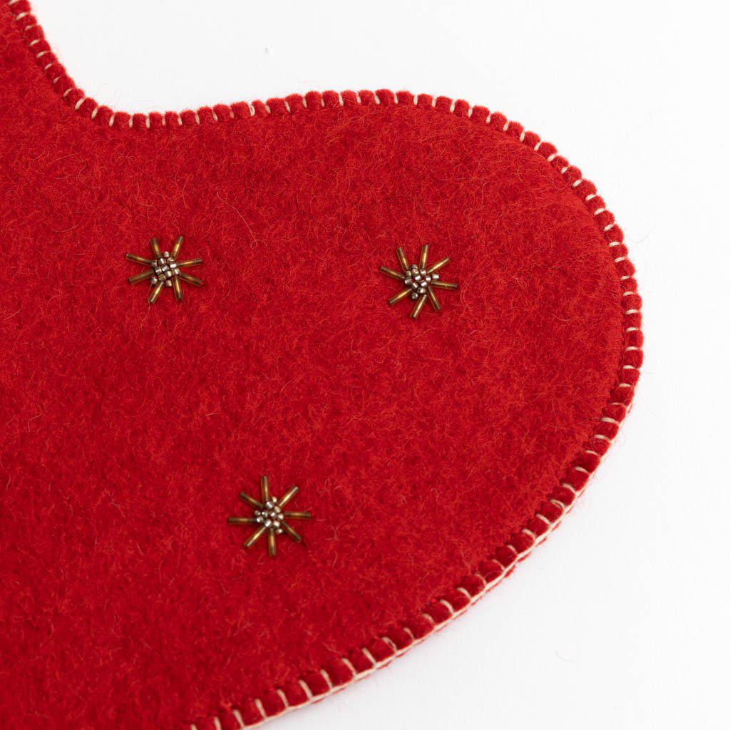 Hand Felted and Embroidered Red Festive Holly Stocking – Craftspring