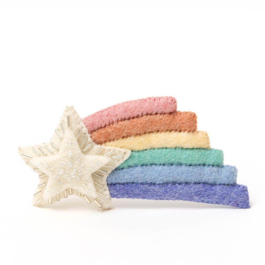 Hand Felted Pastel Rainbow Shooting Star Ornament – Craftspring