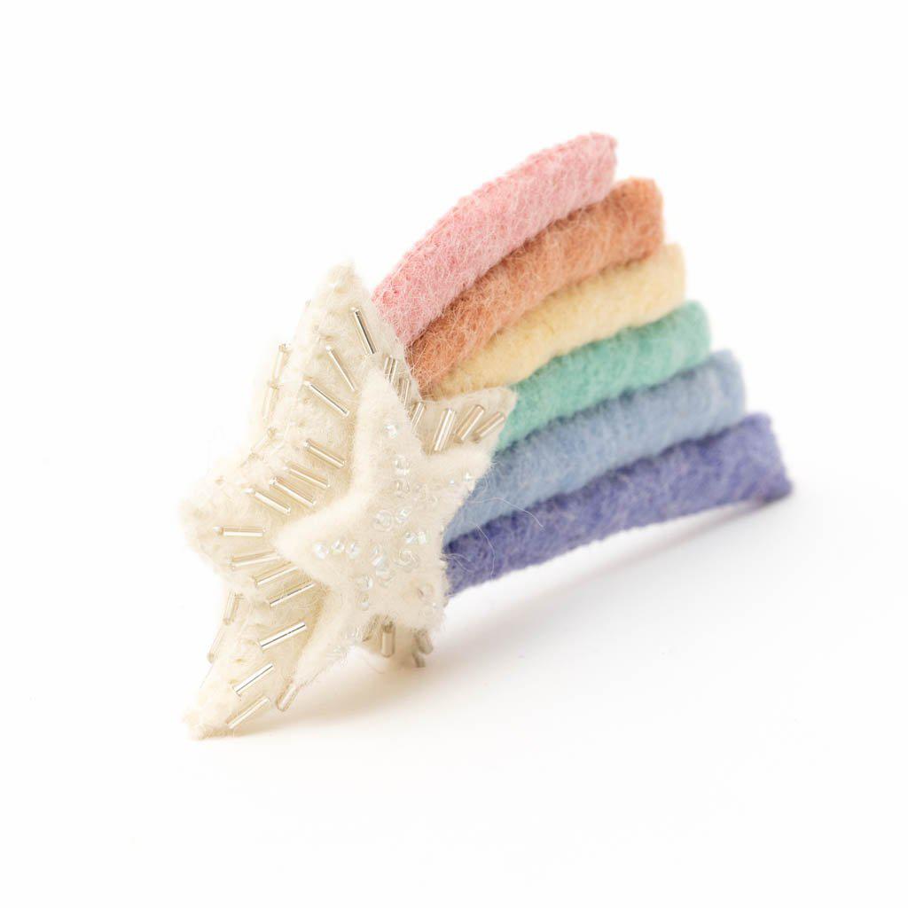 Hand Felted Pastel Rainbow Shooting Star Ornament – Craftspring