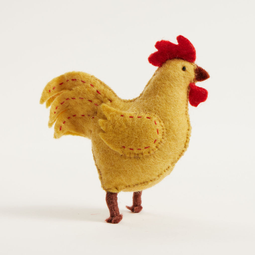 Hand Felted Yellow Rooster Chicken Ornament – Craftspring