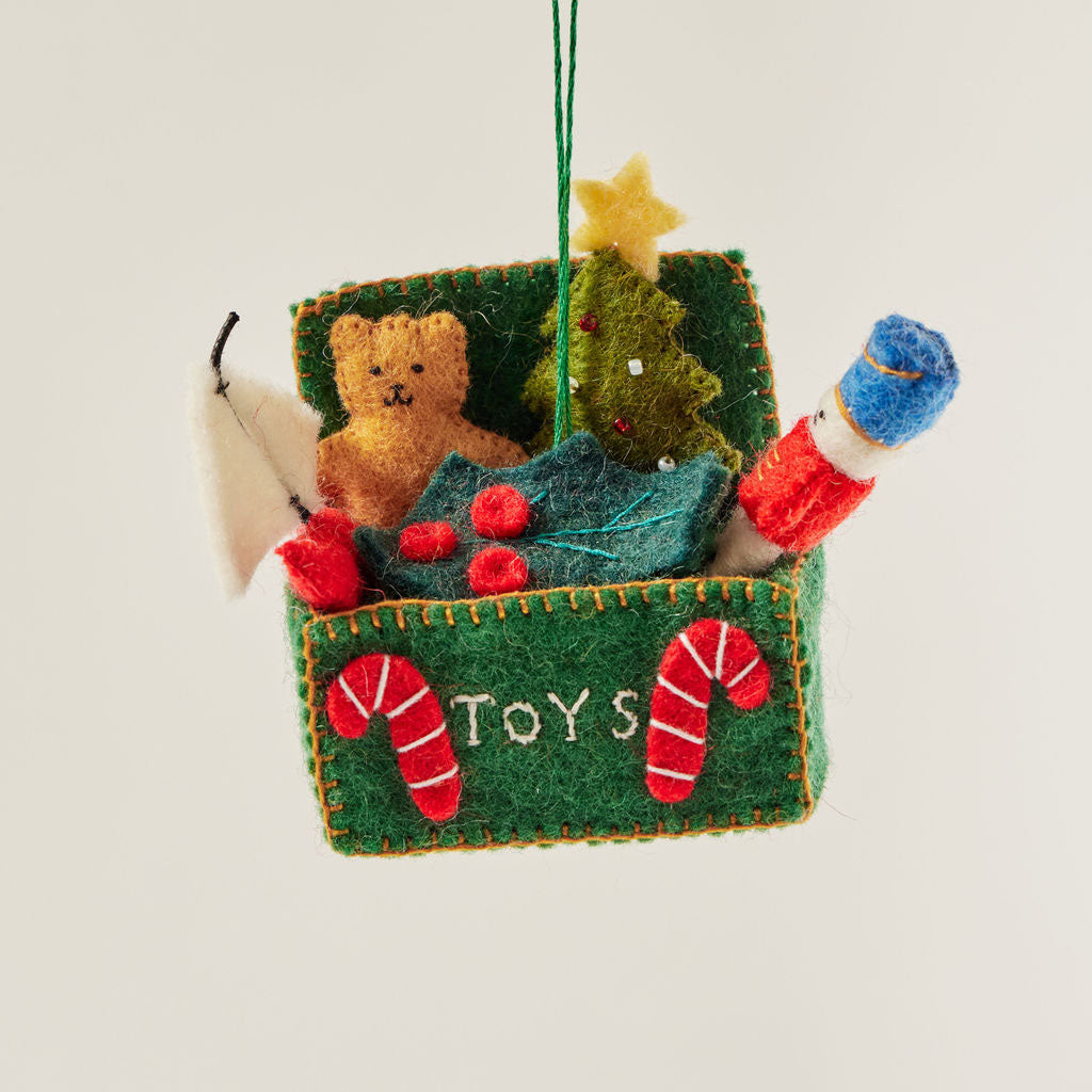 Hand Felted Green Toy Box Ornament – Craftspring