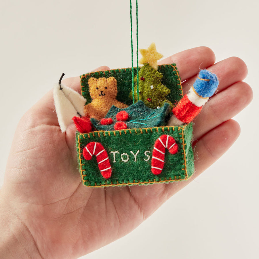 Hand Felted Green Toy Chest Box Ornament – Craftspring