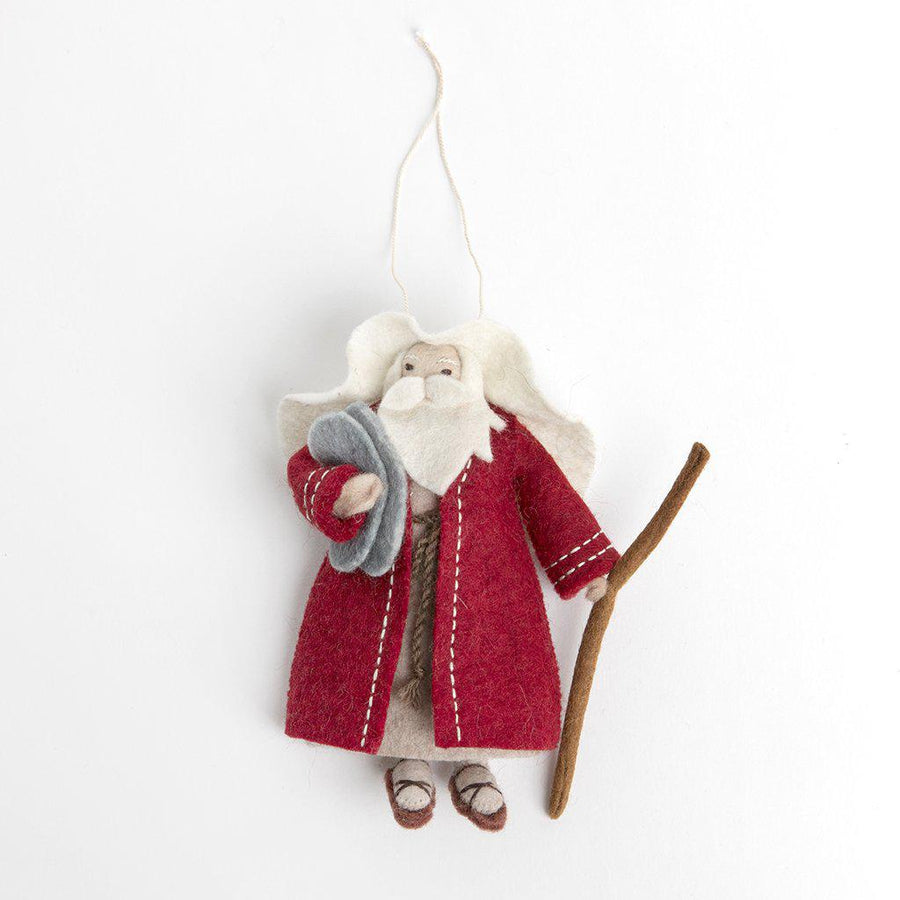 Hand Felted Red Wise Moses Holding The Ten Commandments Ornament ...